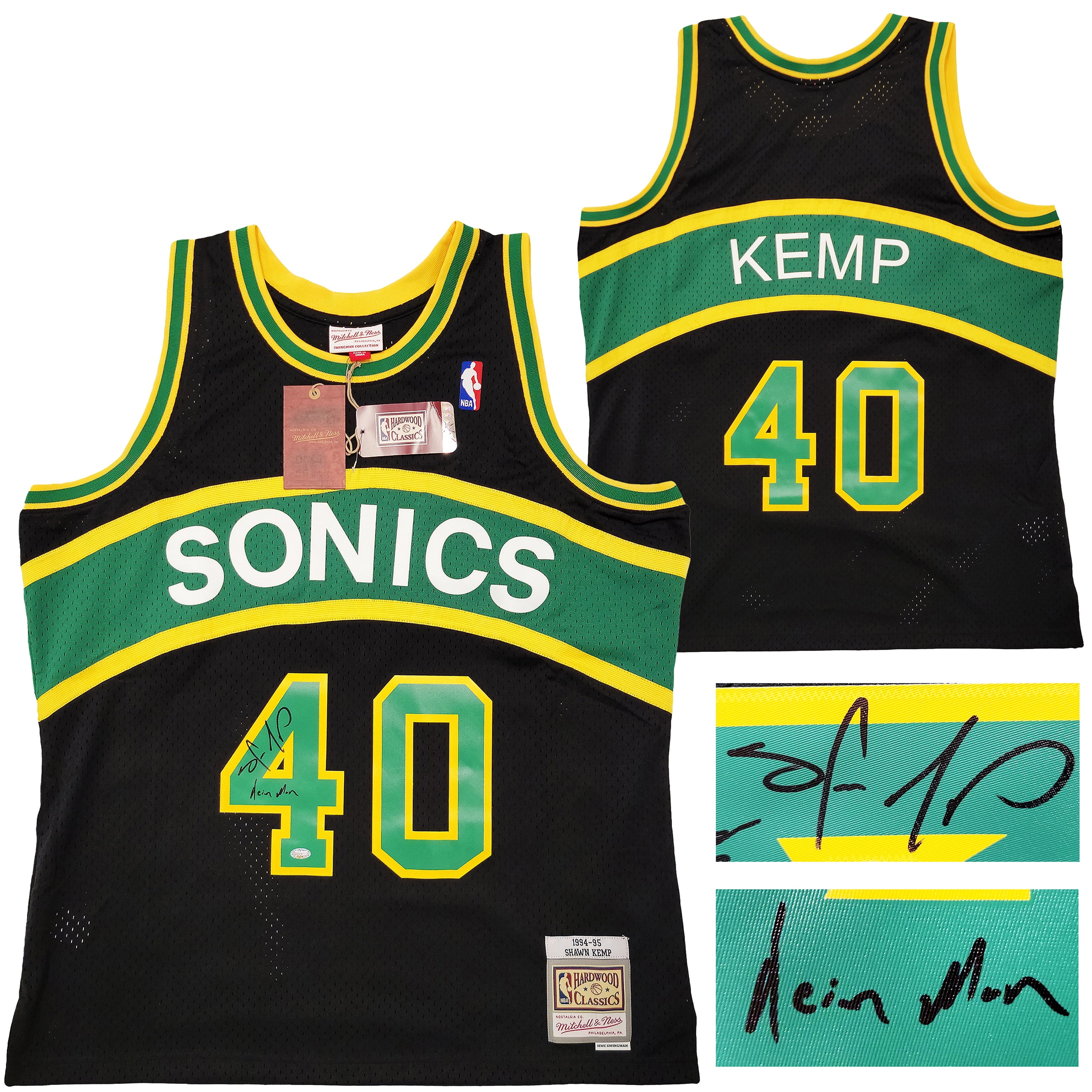 Seattle Supersonics Shawn Kemp Autographed Black Authentic Mitchell ...