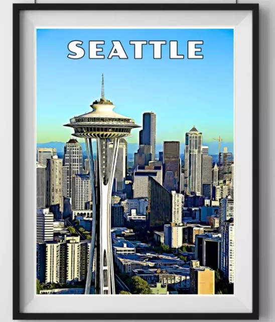Seattle Travel Poster, Seattle Digital Print, Seattle Printable Art NO ...