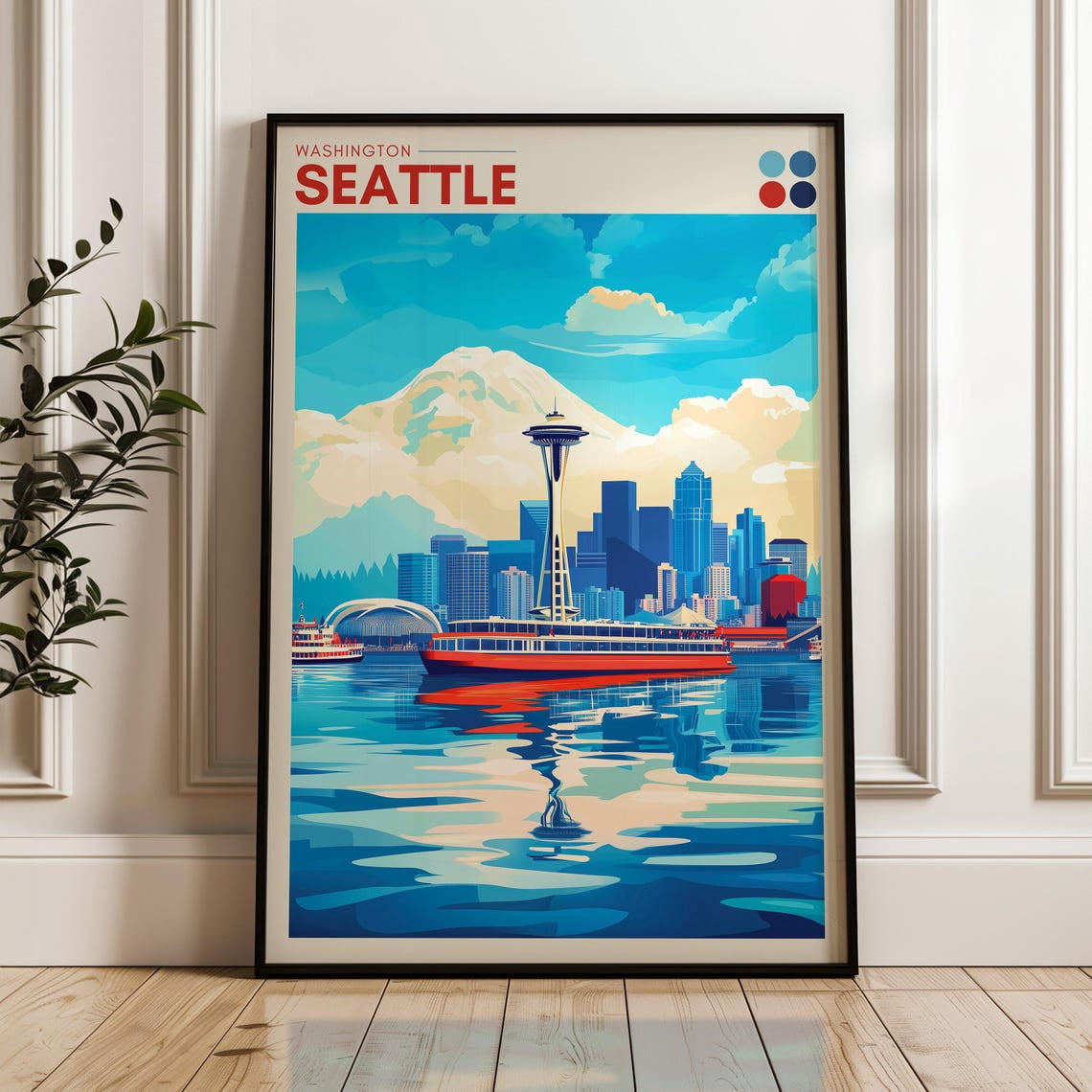 Seattle Travel Poster - Washington Wall Art Print, Illustration Poster ...