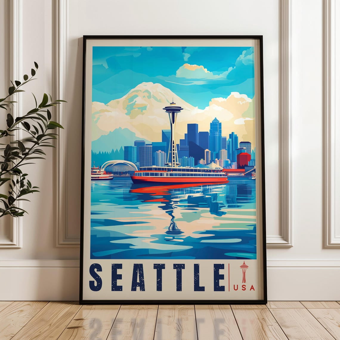 Seattle Travel Poster - Washington Wall Art Print, Illustration Poster ...