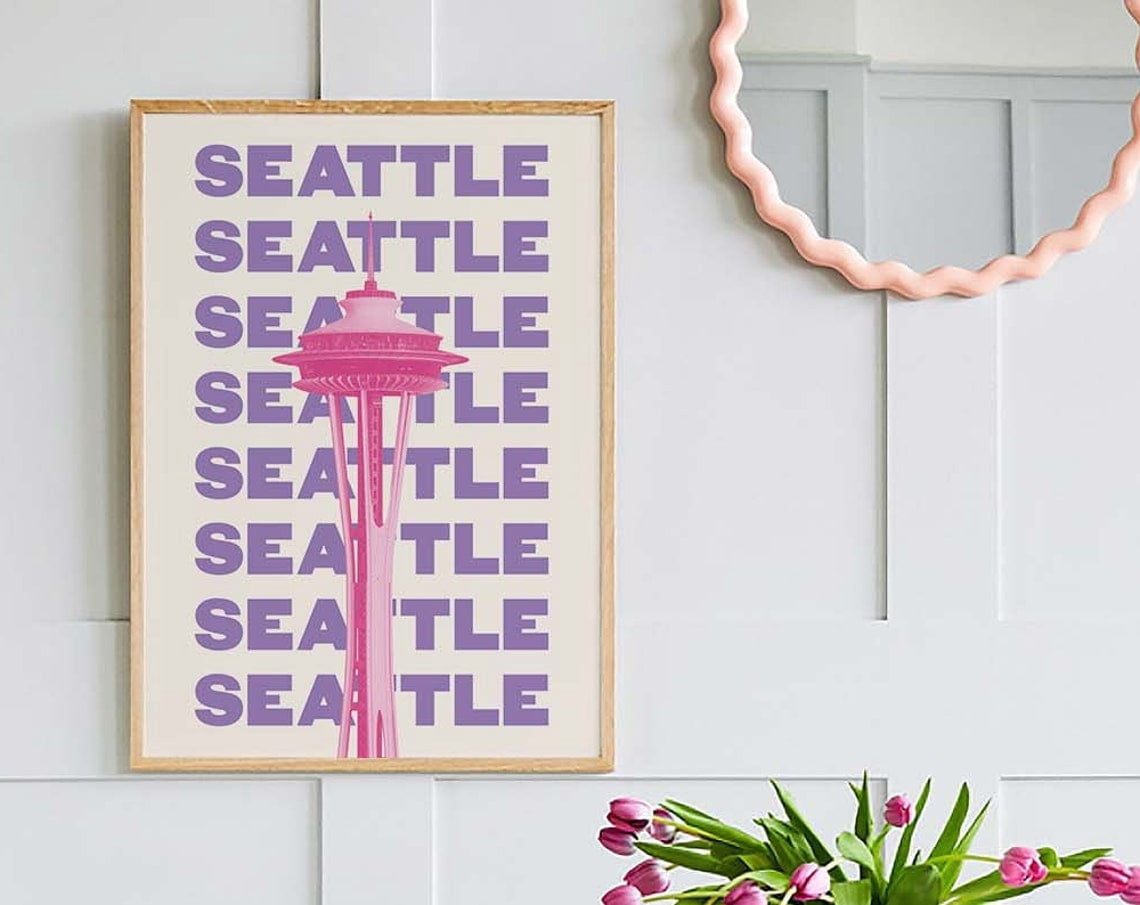 Seattle Travel Print, Art, Seattle Space Needle Travel Exhibition Print ...