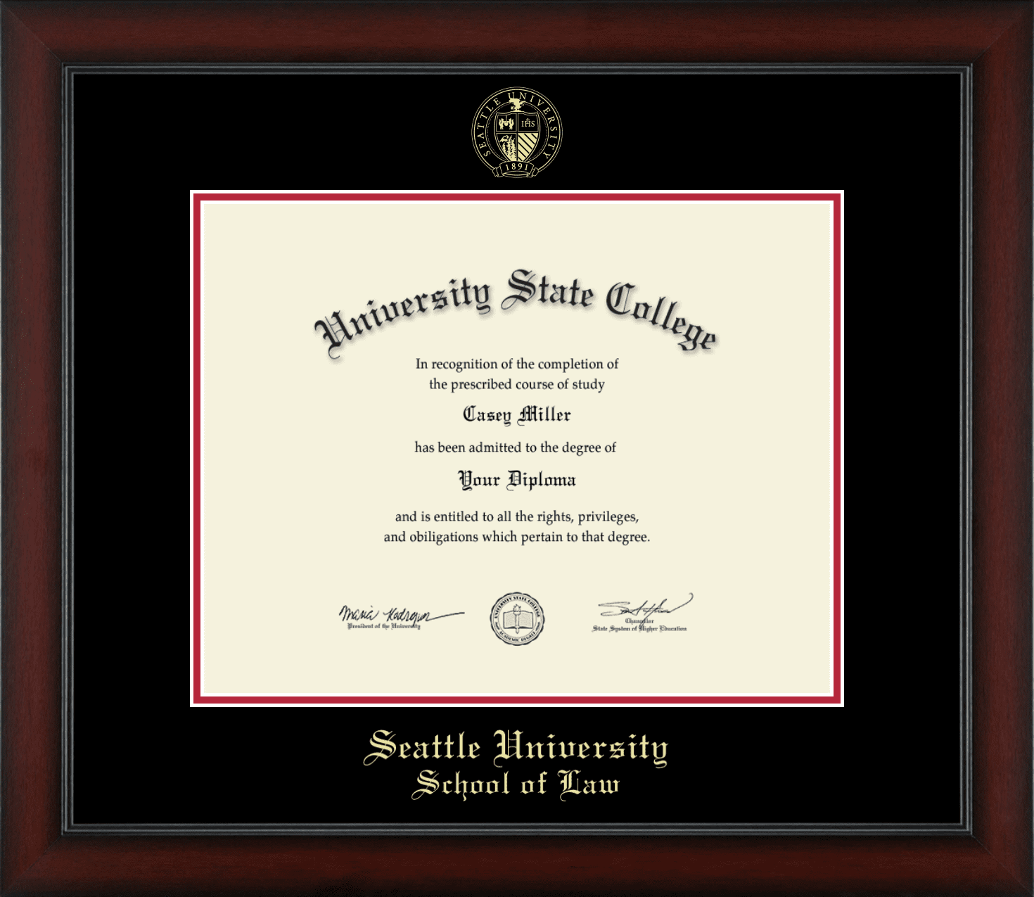 Seattle University School of Law Diploma Frame, Document Size 14" x 11 ...