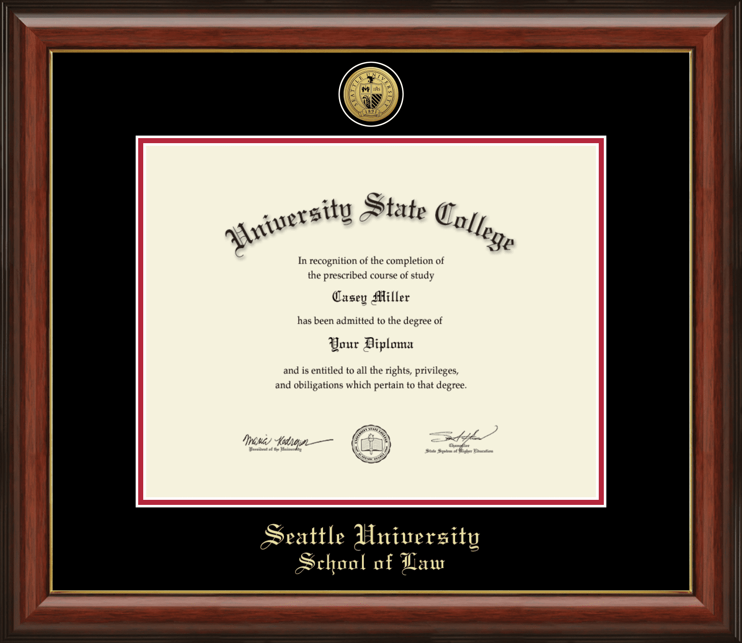 Seattle University School of Law Diploma Frame, Document Size 14" x 11 ...