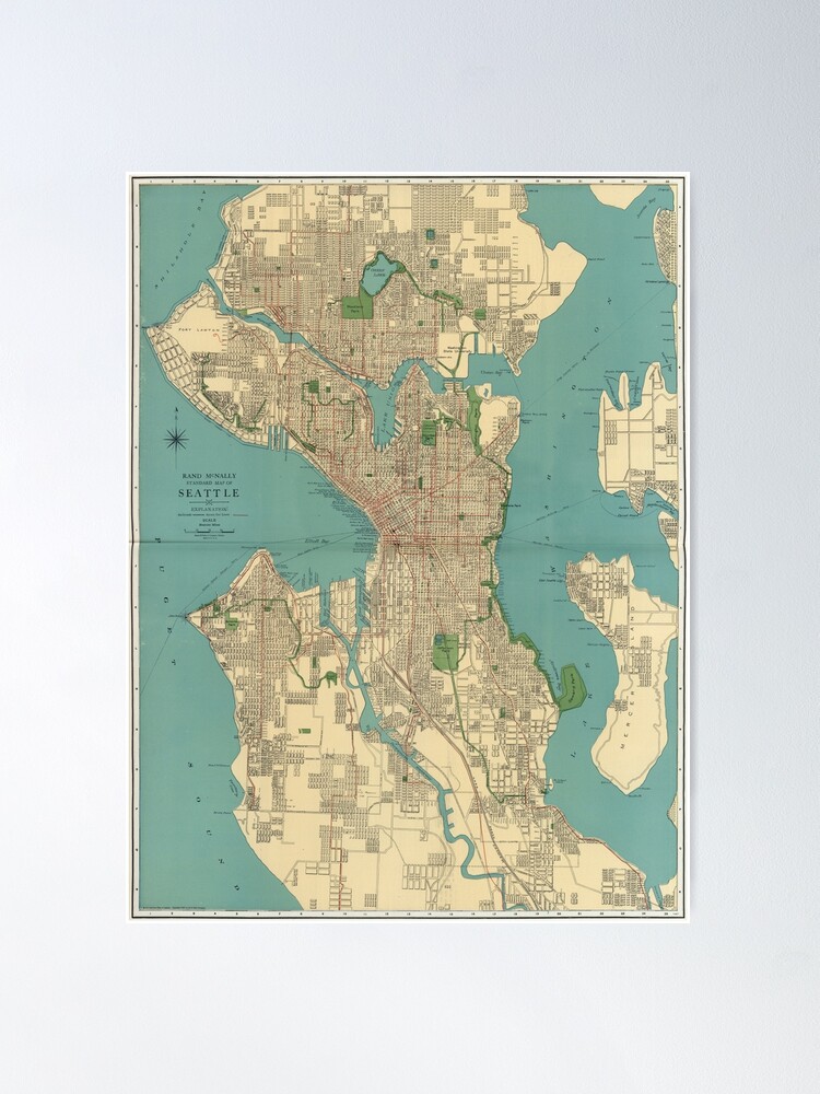 Seattle Vintage Map | Full Color Poster - Walmart.com