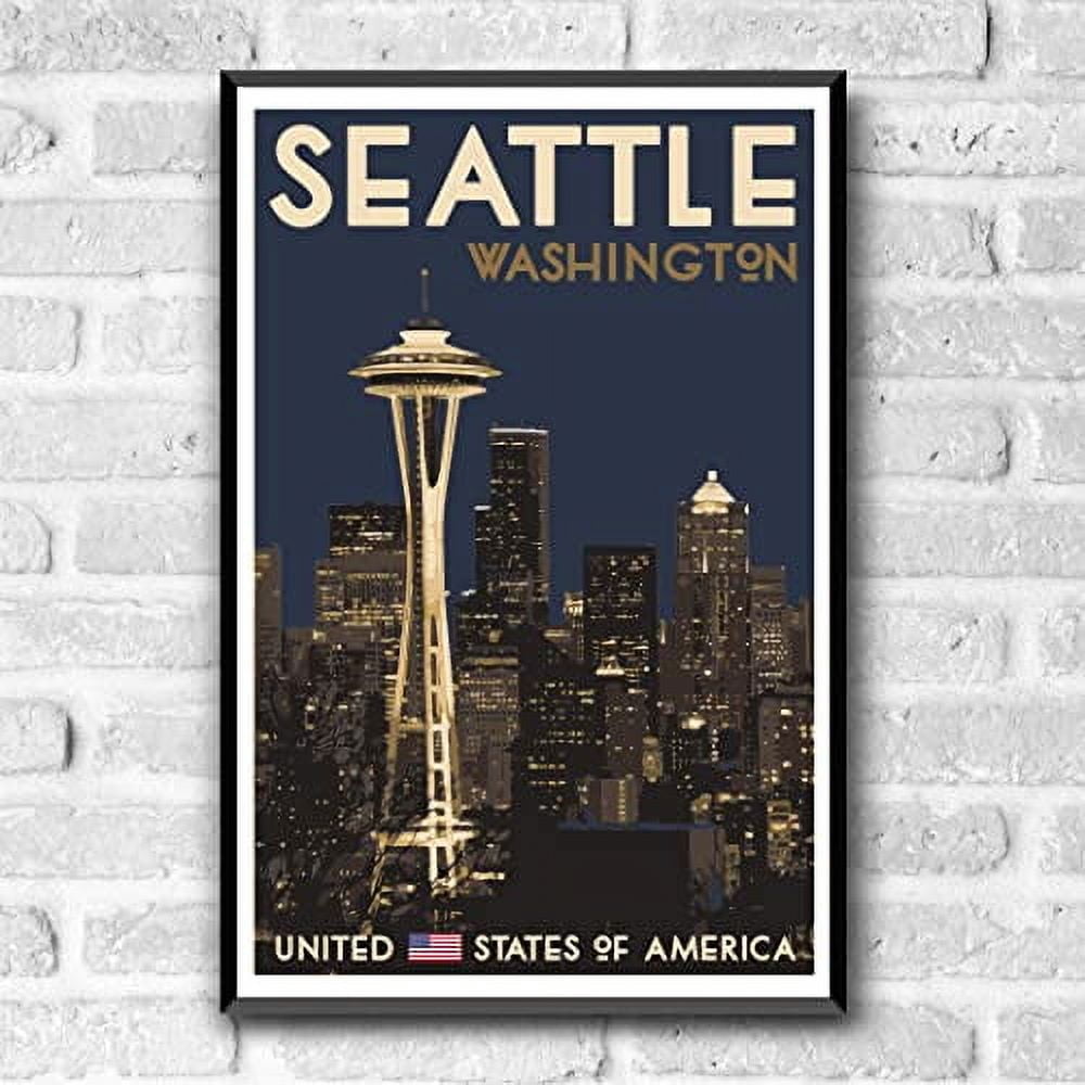 Seattle Vintage-Style Travel Poster/Postcard - 8x10-12x18-18x24-24x36 ...