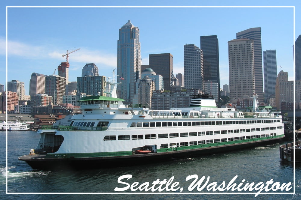 Seattle, Washington, Ferry and Skyline (16x24 Giclee Gallery Art Print ...