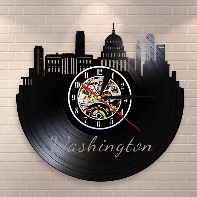 Seattle Washington Skyline Capital Tower Wall Sign Wall Clock Columbia ...