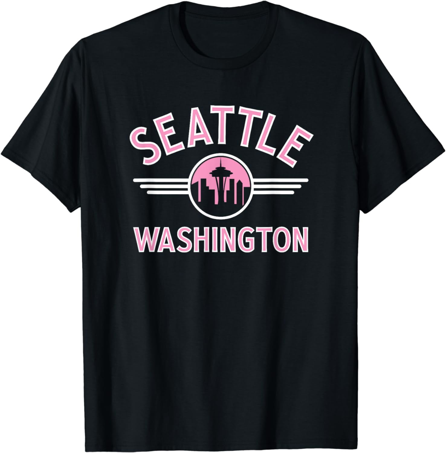 Seattle Washington Skyline Circle Pink Print T-Shirt - Walmart.com