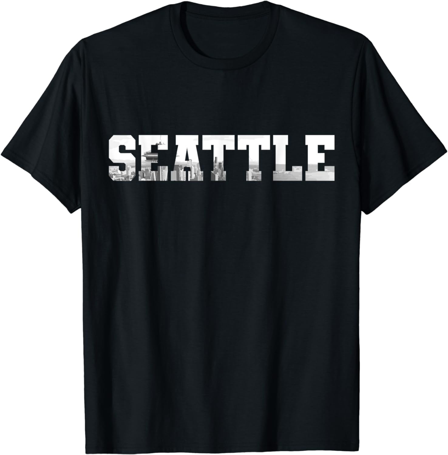 Seattle Washington Skyline Pride Black & White Vintage T-Shirt ...