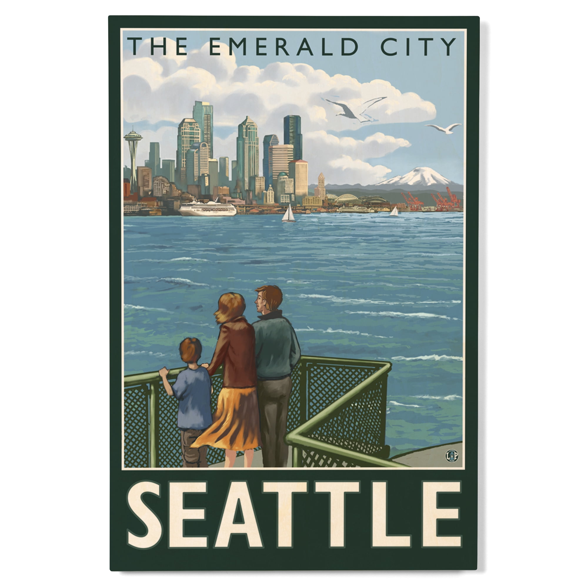Seattle, Washington, Skyline, The Emerald City and Ferry Birch Wood ...