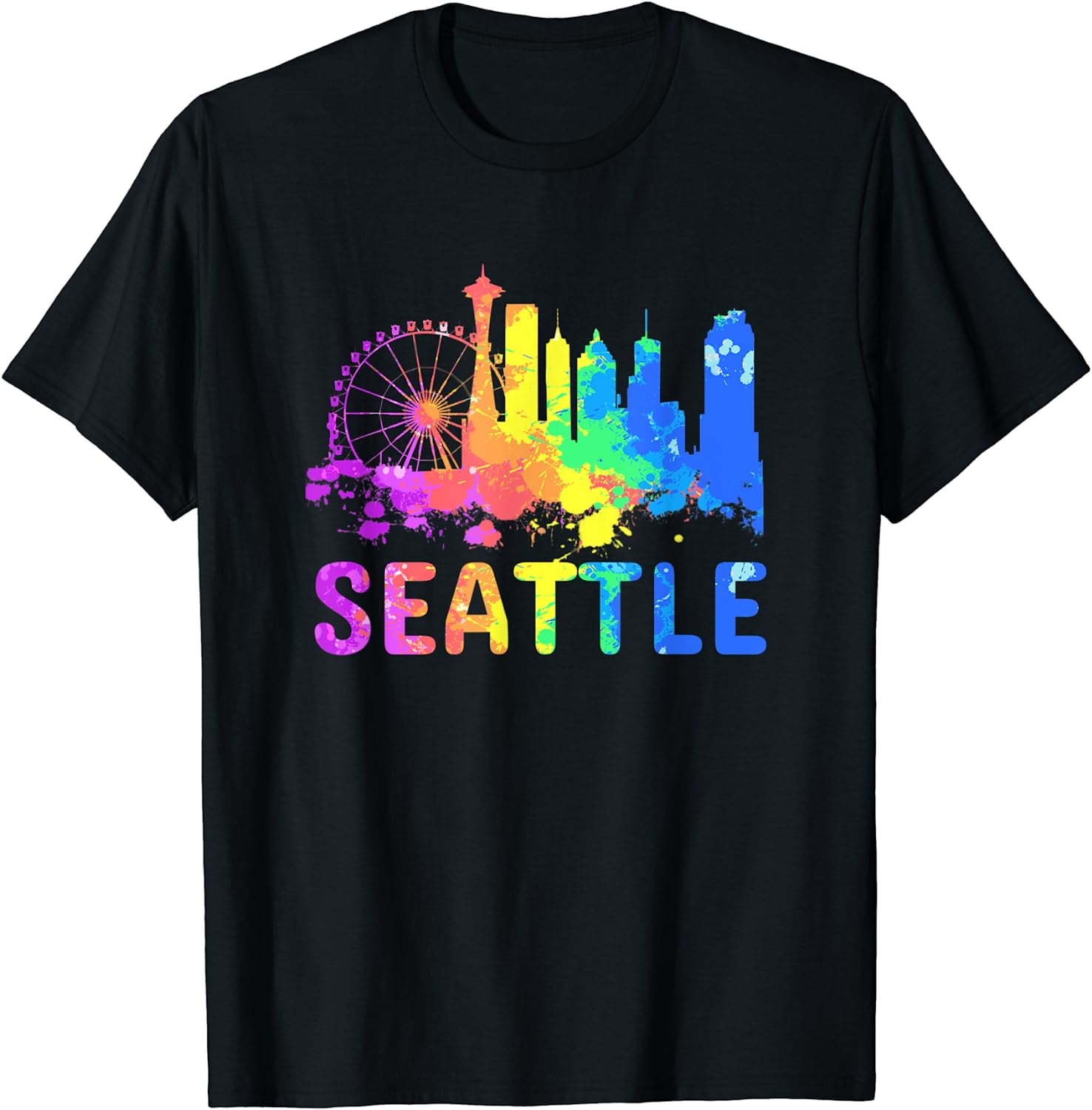 Seattle Washington Skyline Watercolor Art Gift & Souvenirs T-Shirt ...