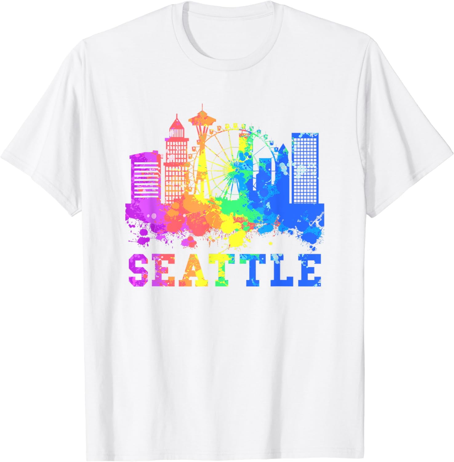 Seattle Washington Skyline Watercolor Souvenir Seattle T-Shirt ...