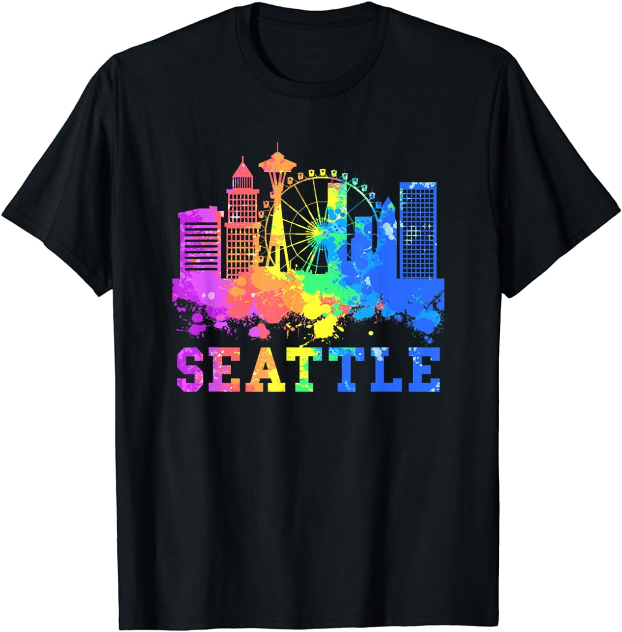 Seattle Washington Skyline Watercolor Souvenir Seattle T-Shirt ...
