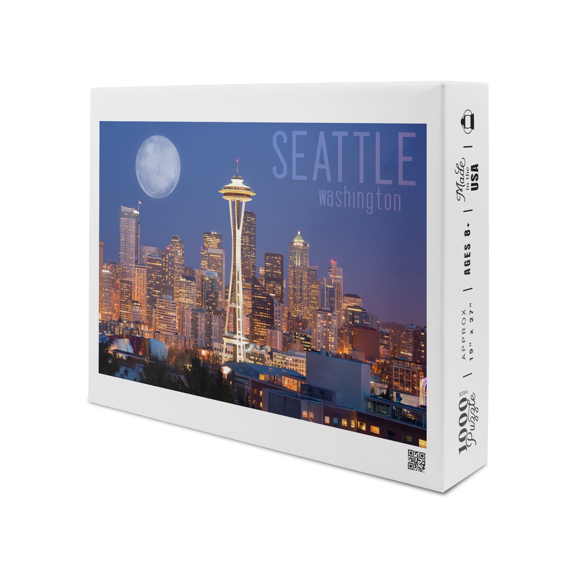 Seattle, Washington, Skyline and Full Moon (1000 Piece Puzzle, Size ...
