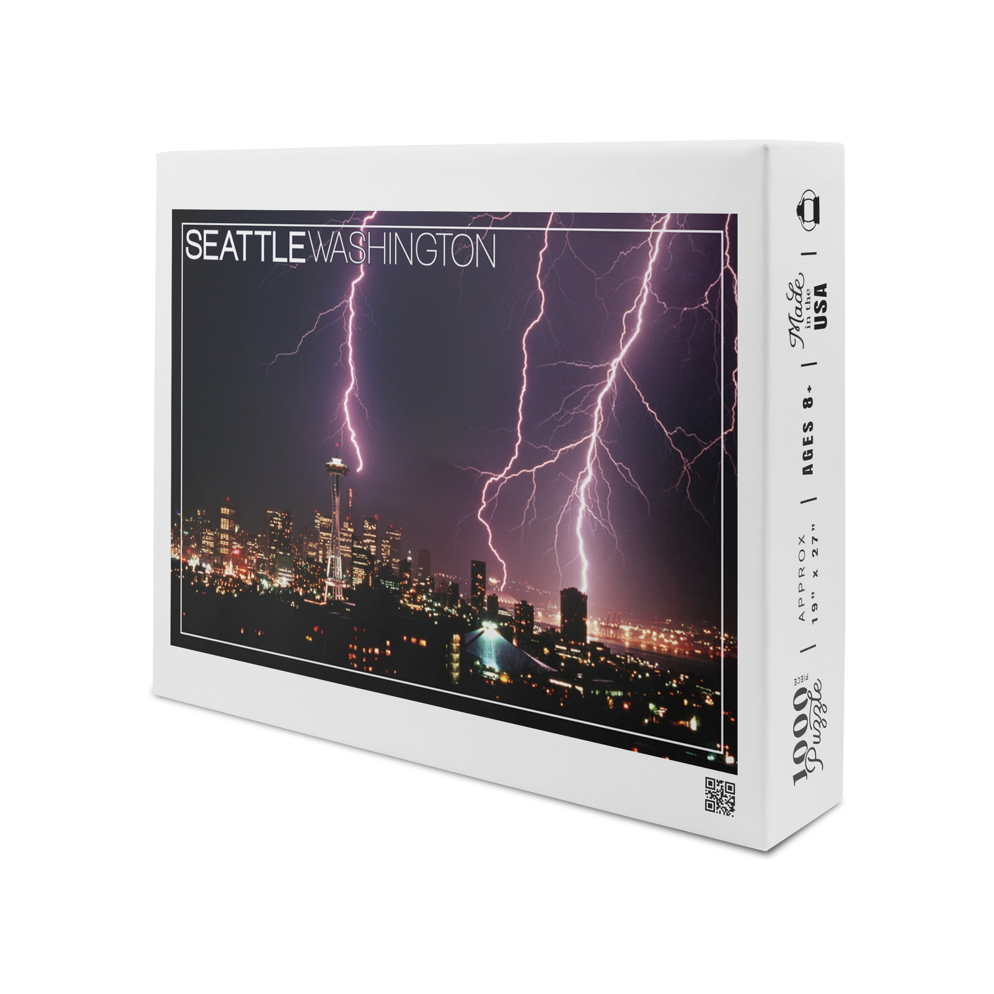 Seattle, Washington, Skyline and Lightening Strike (1000 Piece Puzzle ...