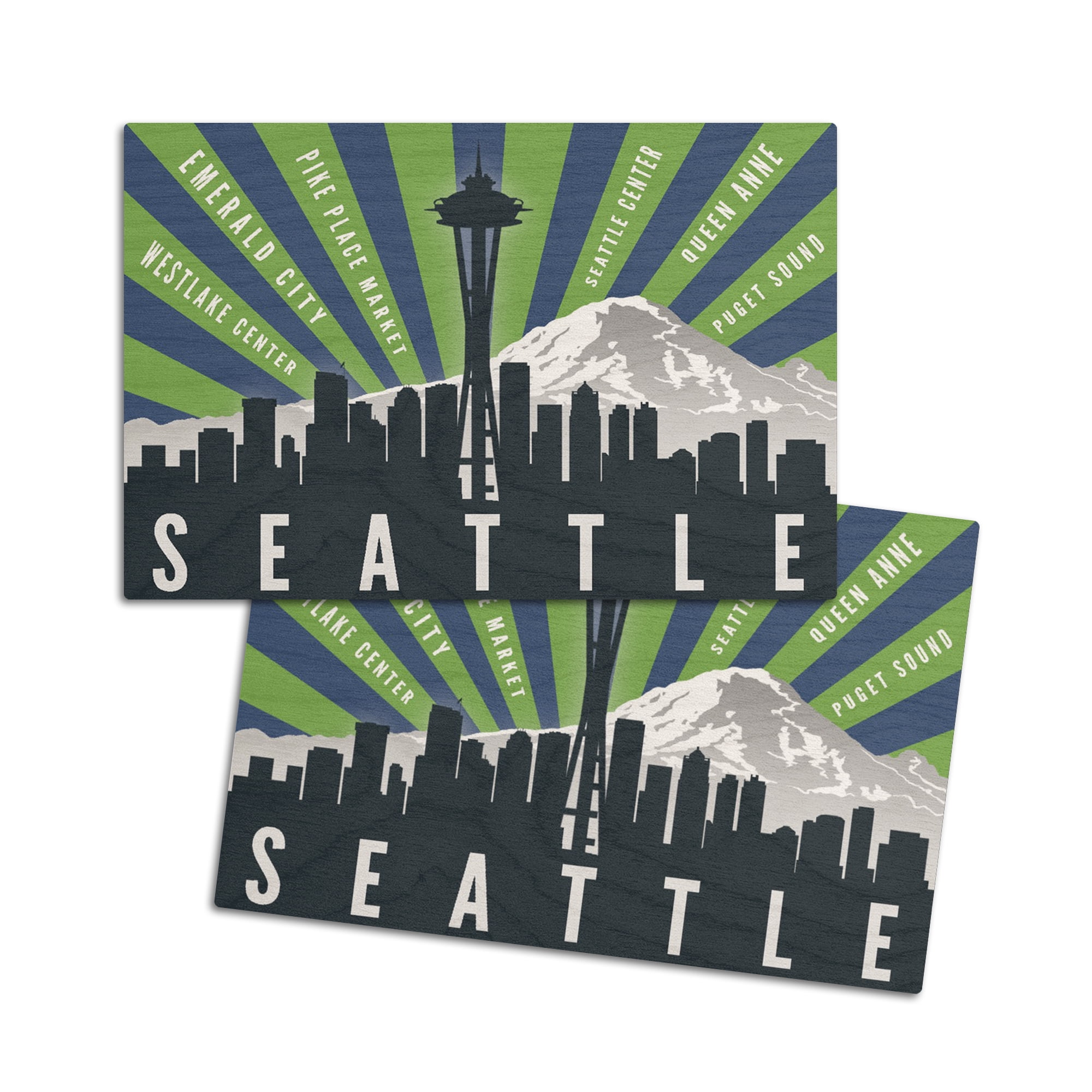 Seattle, Washington, Skyline and Mountain, Graphic Typography (4x6 ...