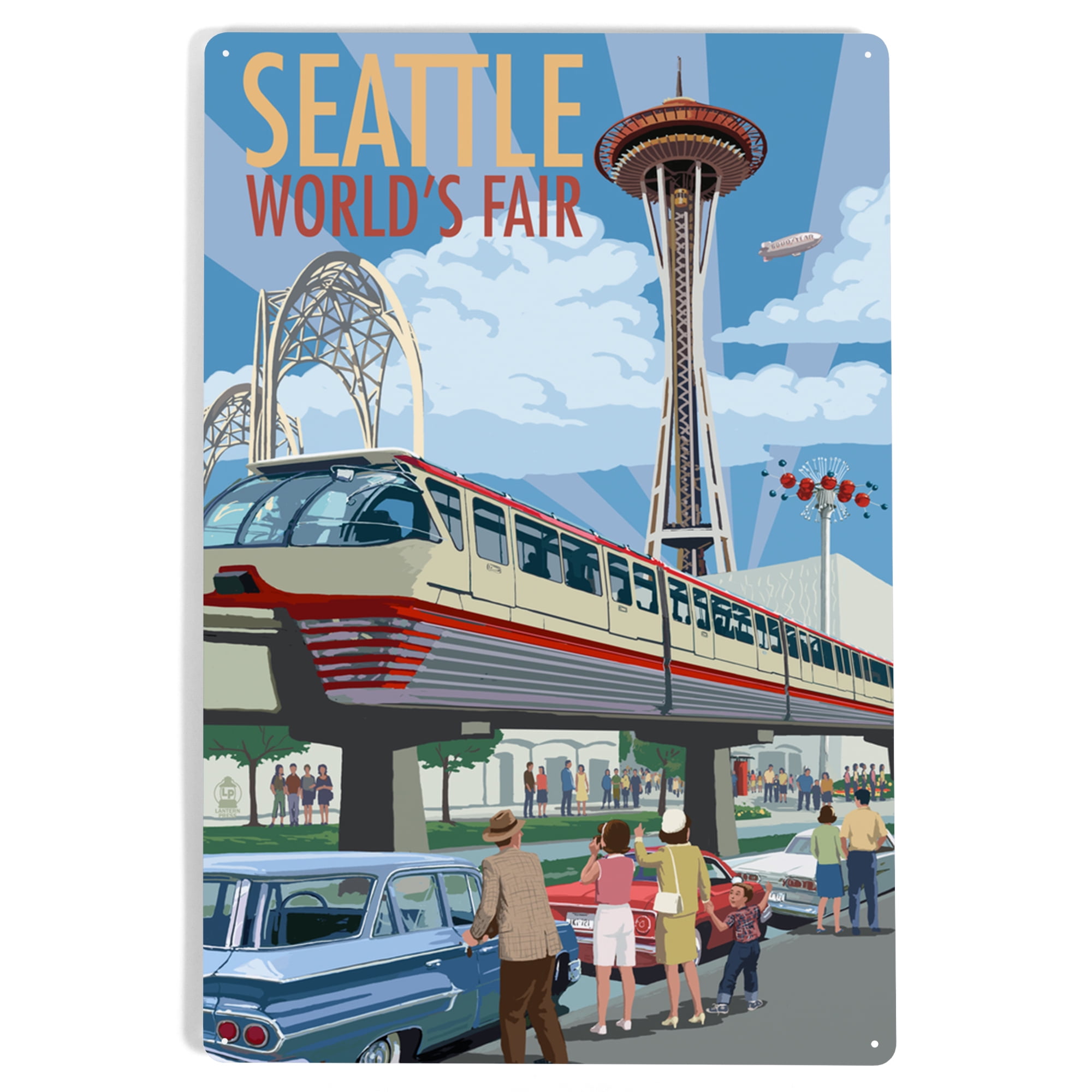Seattle, Washington, Space Needle Opening Day Scene (12x18 Aluminum Art ...