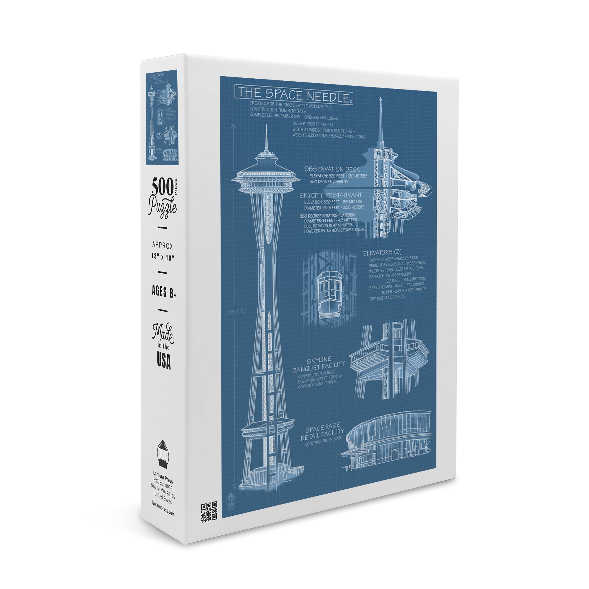 Seattle Washington Space Needle Technical Drawing Blueprint 19x27