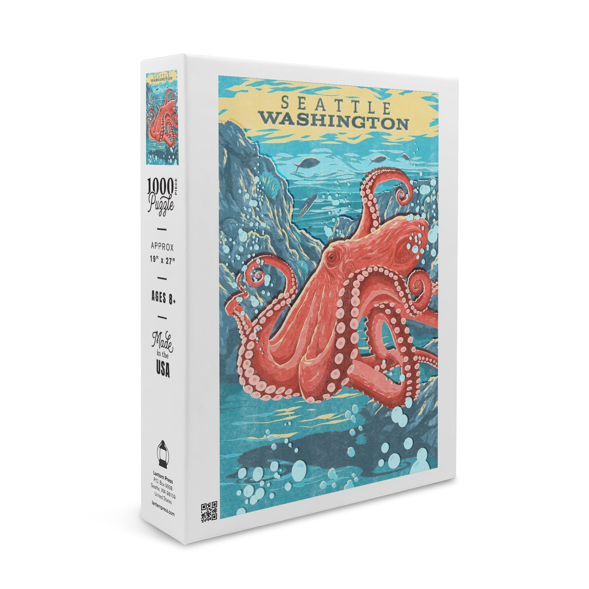 Seattle, Washington, Vintage Print Press, Octopus (1000 Piece Puzzle ...