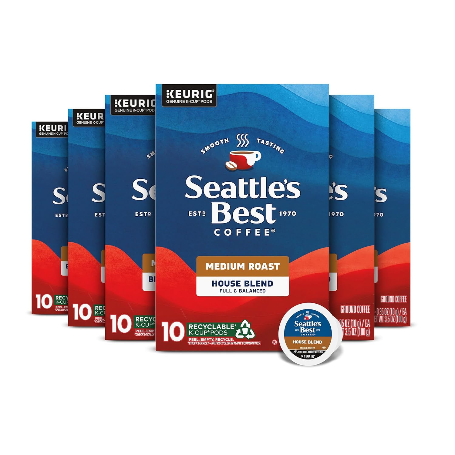 Seattle's Best Coffee House Blend Medium Roast K-Cup Pods | 6 boxes of ...
