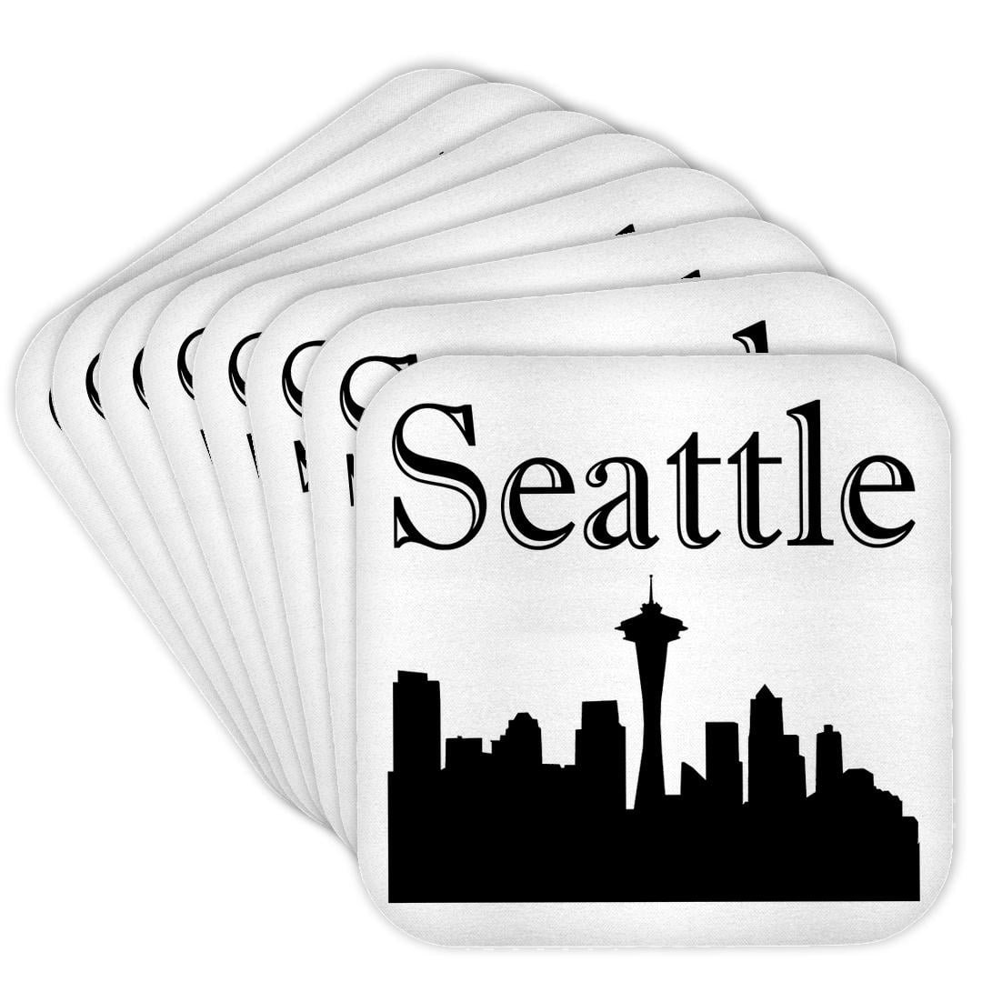 3dRose, Seattle skyline., Set of 8 Coasters - Soft - Walmart.com
