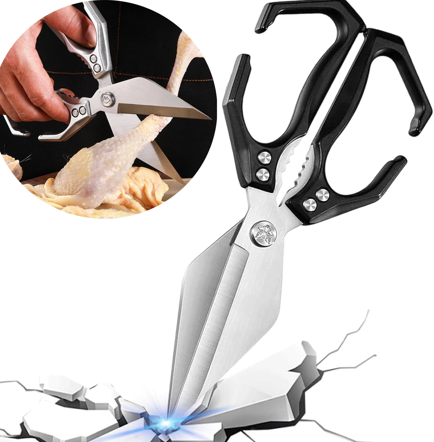 Seattleget Heavy-Duty 2-in-1 Kitchen Shears, Sharp Stainless Steel ...