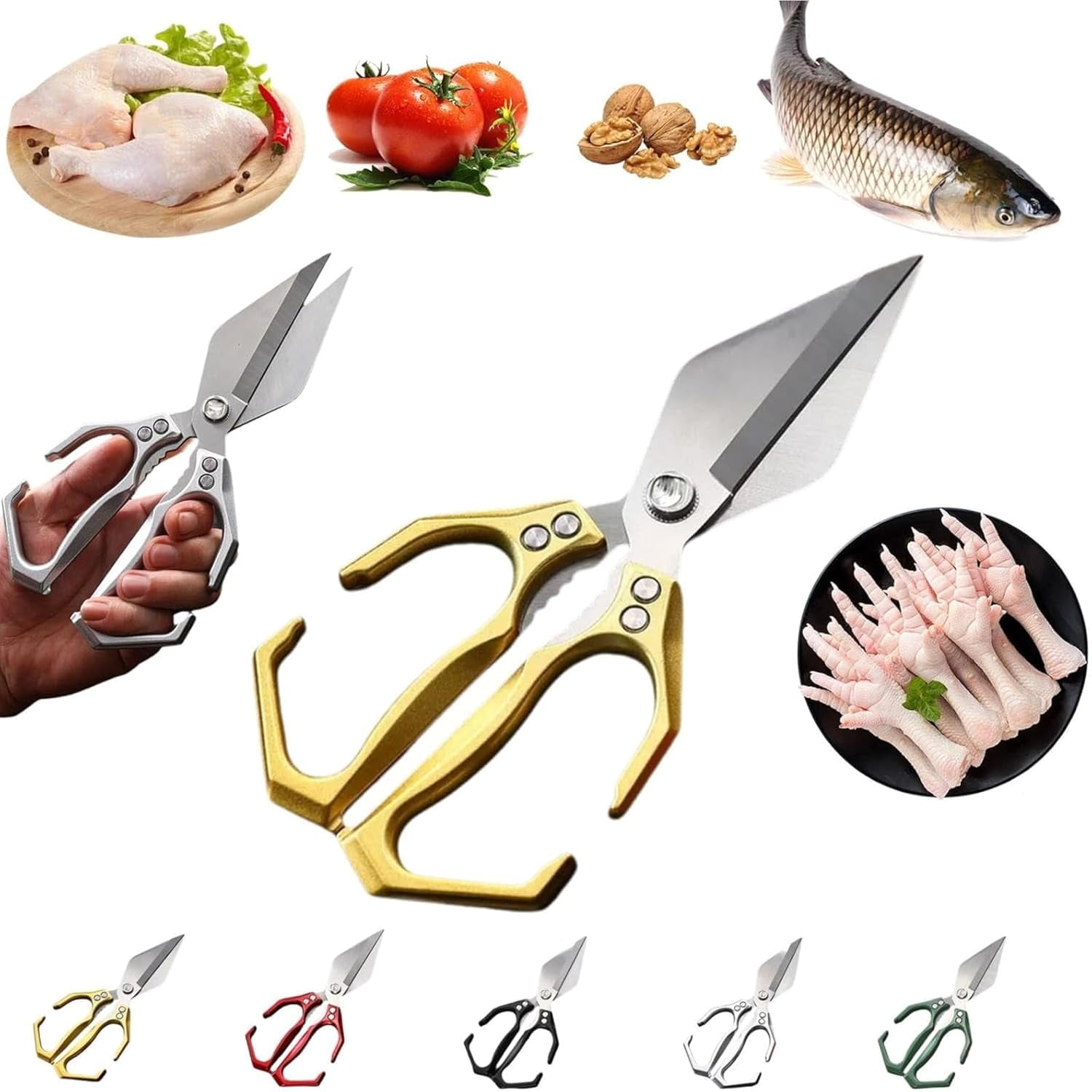 Seattleget Multifunctional Heavy-Duty Kitchen Shears, Poultry Scissors ...