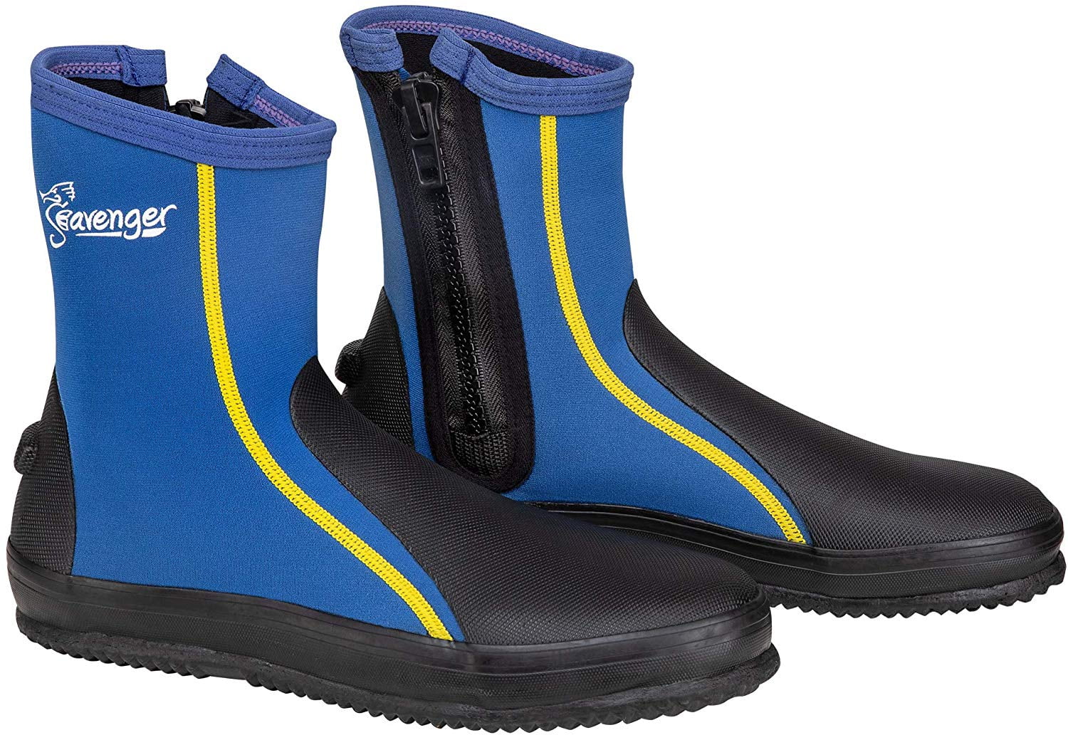 Seavenger Tall 3mm Neoprene Tortuga Dive Booties (Navy/Yellow, 7 ...