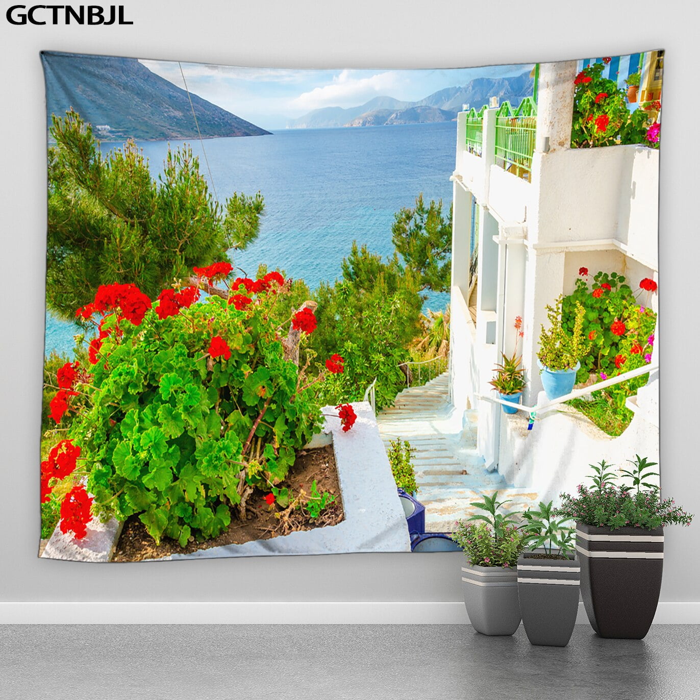 Seaview Room Tapestry Sea Coconut Tree Wall Hanging Beach Tapestries 3D ...