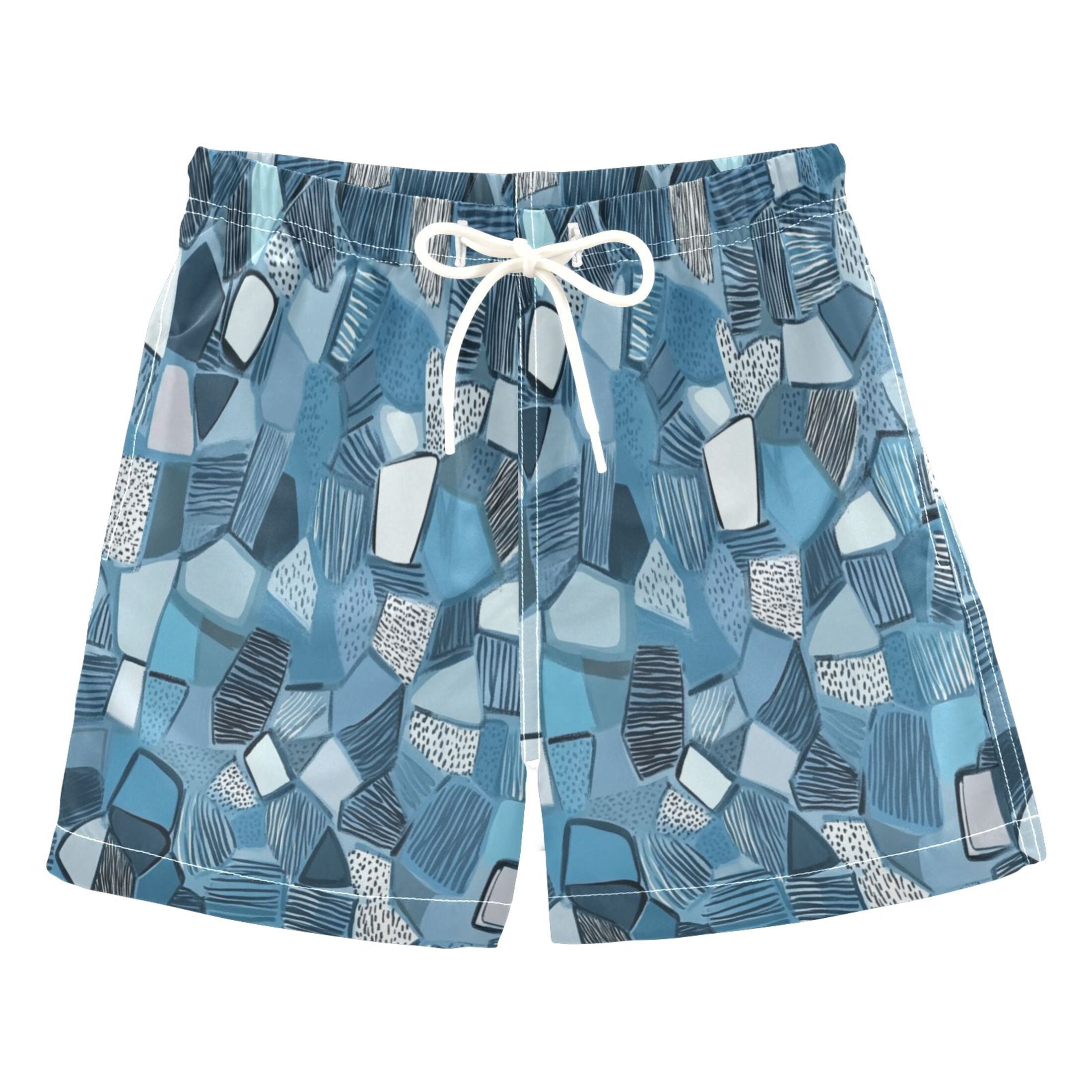 Seawater Colored Modern Pattern Boys' Swim Trunks Beach Pool Shorts ...