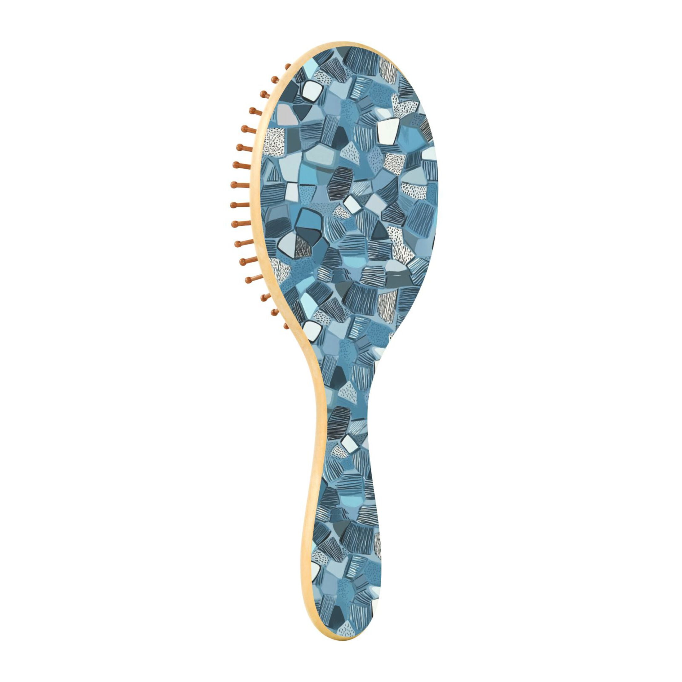 Seawater Colored Modern Pattern Natural Wooden Hair Brush with Cushion ...
