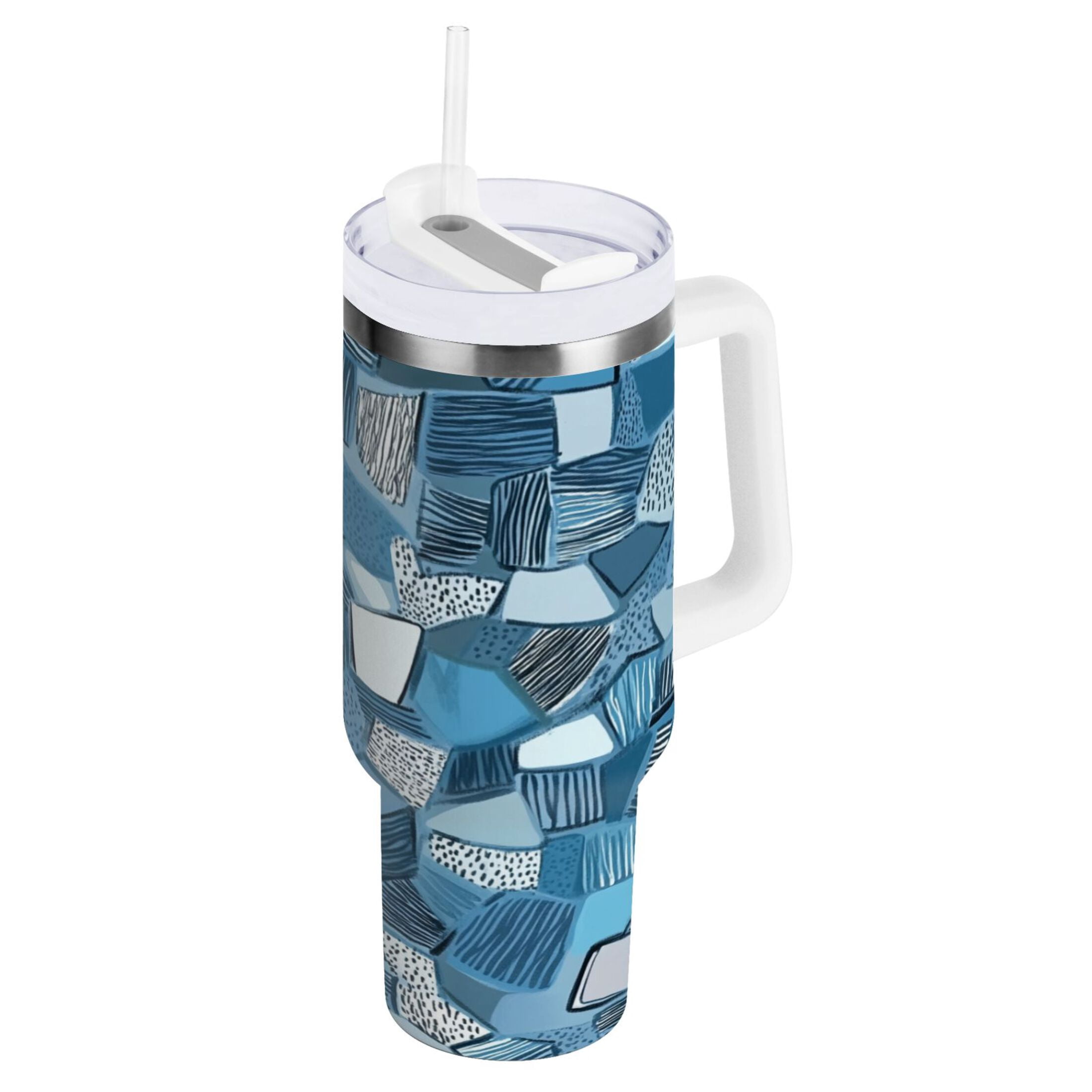 Seawater Colored Modern Pattern Water Bottles 30oz Insulated Tumblers ...