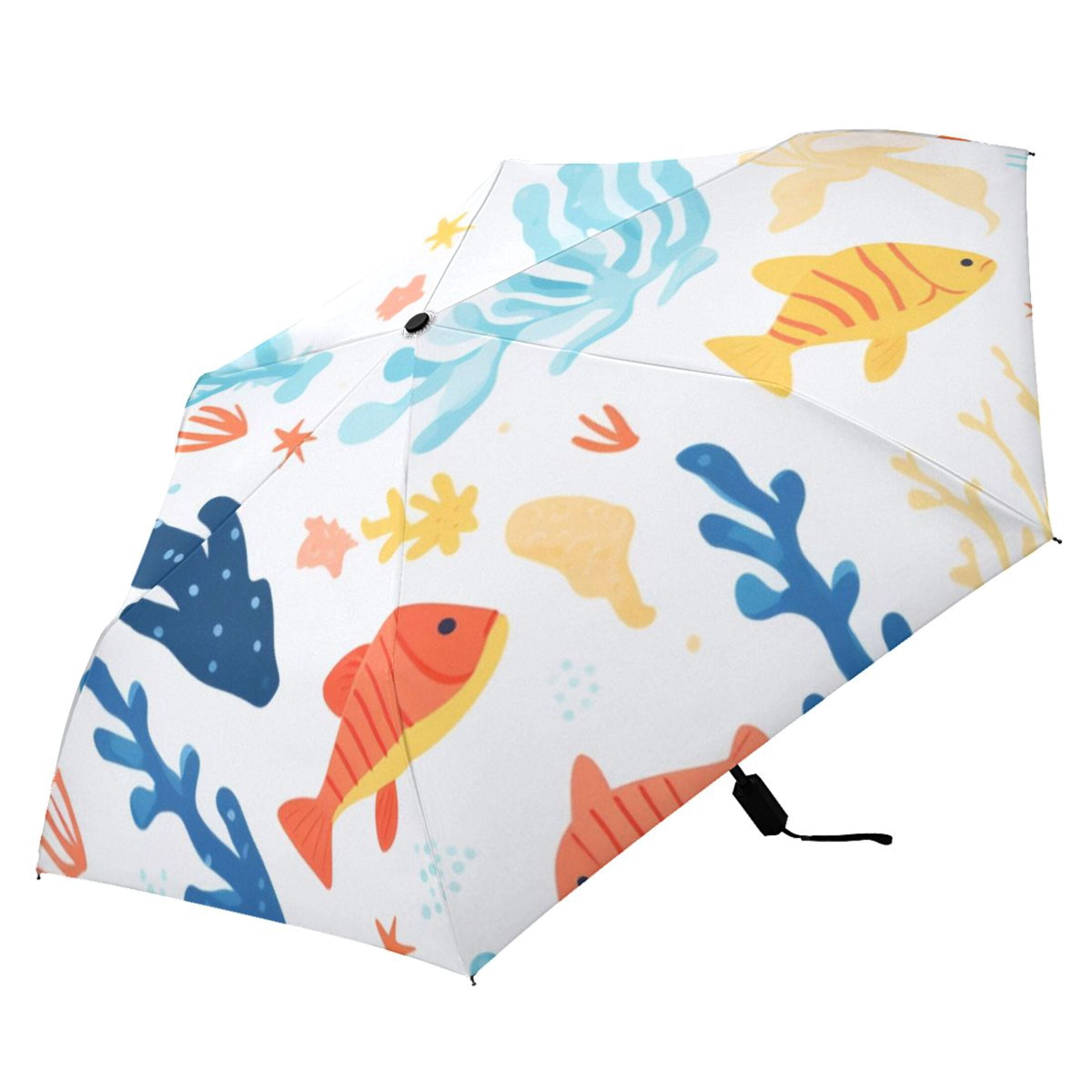 Seaweed Fish in Sea Compact Folding Umbrella for Rain Windproof Travel ...