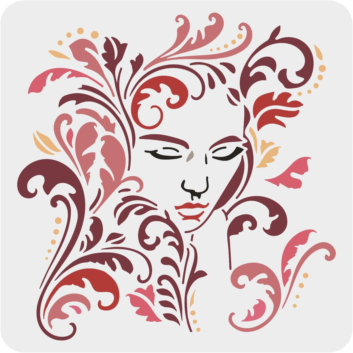 Seaweed Girl Stencil 11.8x11.8 inch Large Beauty Girl Acanthus Craft ...