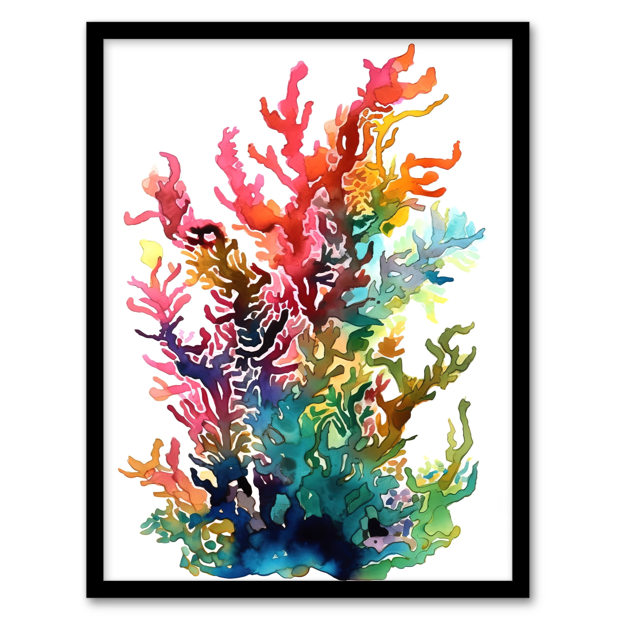 Seaweed and Corals Vibrant Watercolour Artwork Rainbow Aquatic Plant ...