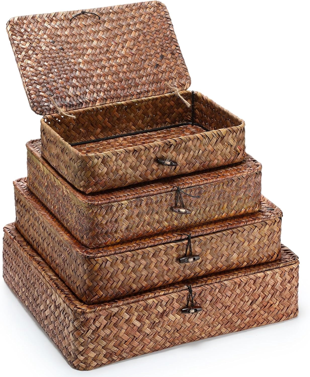 Seaweed basket with lid Willow storage basket with lid Decorative ...