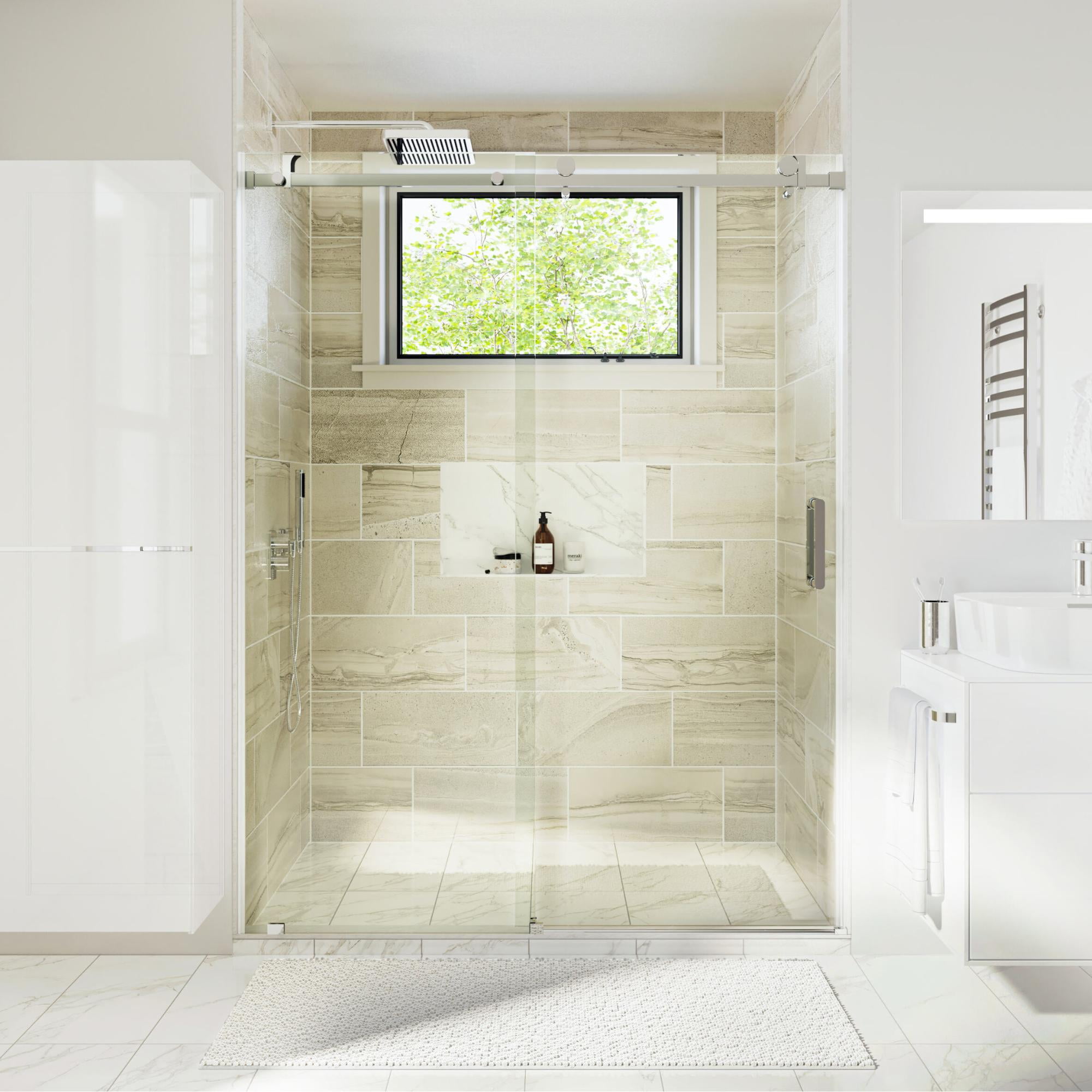 Seawin 44 - 48 in. W x 76 in. H Alumni Frameless Sliding Shower Door ...