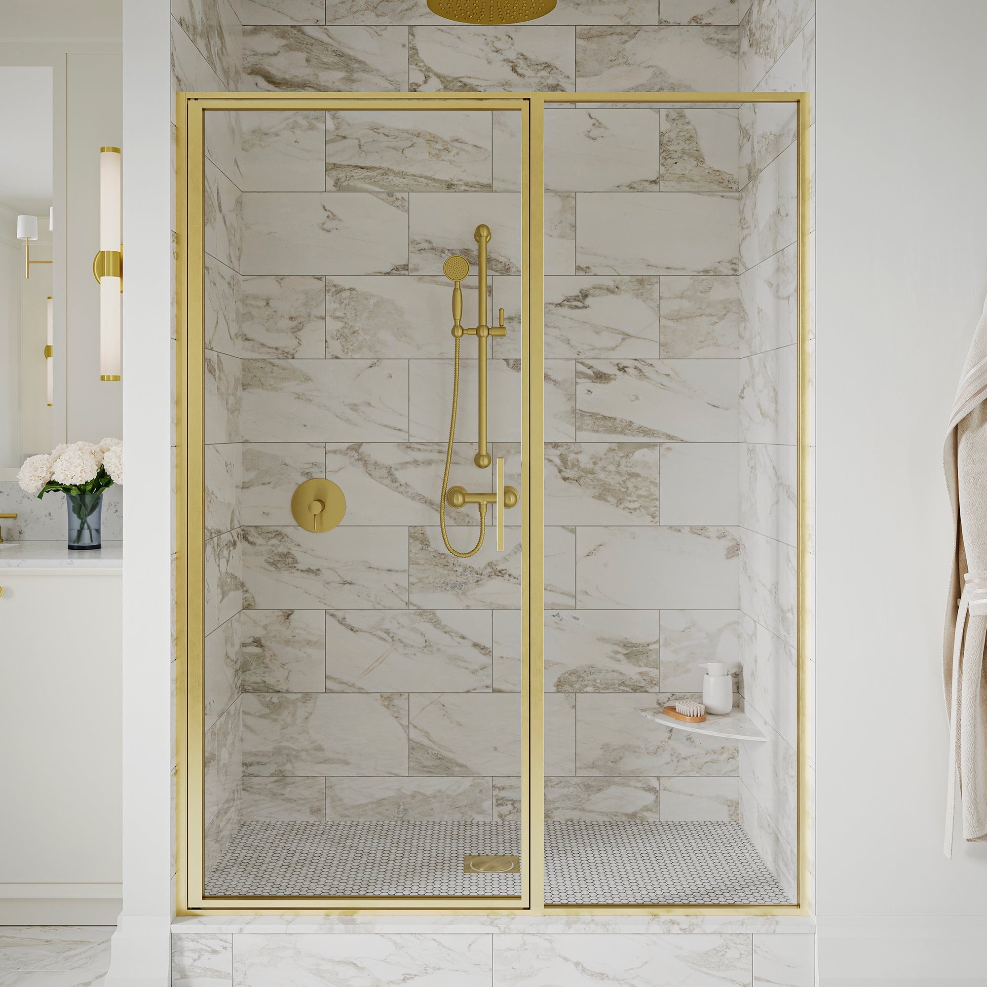 Seawin Axio 47.25 - 48 x 72 inches Framed Pivot Shower Door 5/16 in. (8 ...