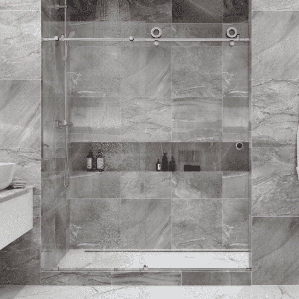 Seawin Crystal 44 - 48 x 78 inches Frameless Sliding Shower Door 3/8 in ...
