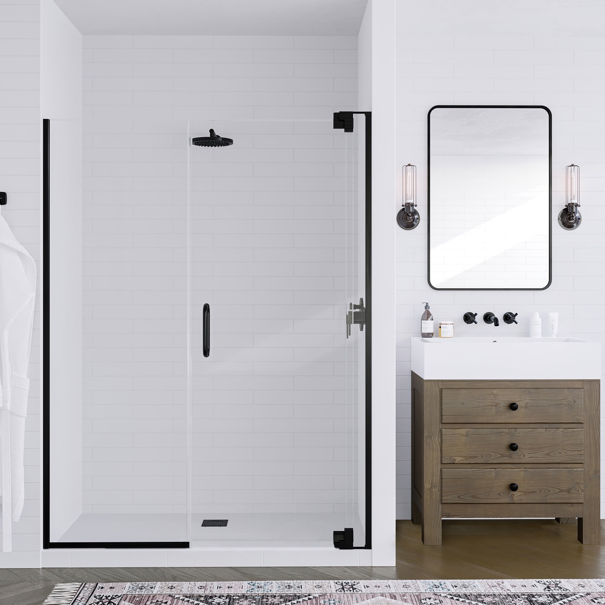 Seawin Flex X Duo Pivot Frameless Shower Door 3/8 in. (10 mm) Thick ...