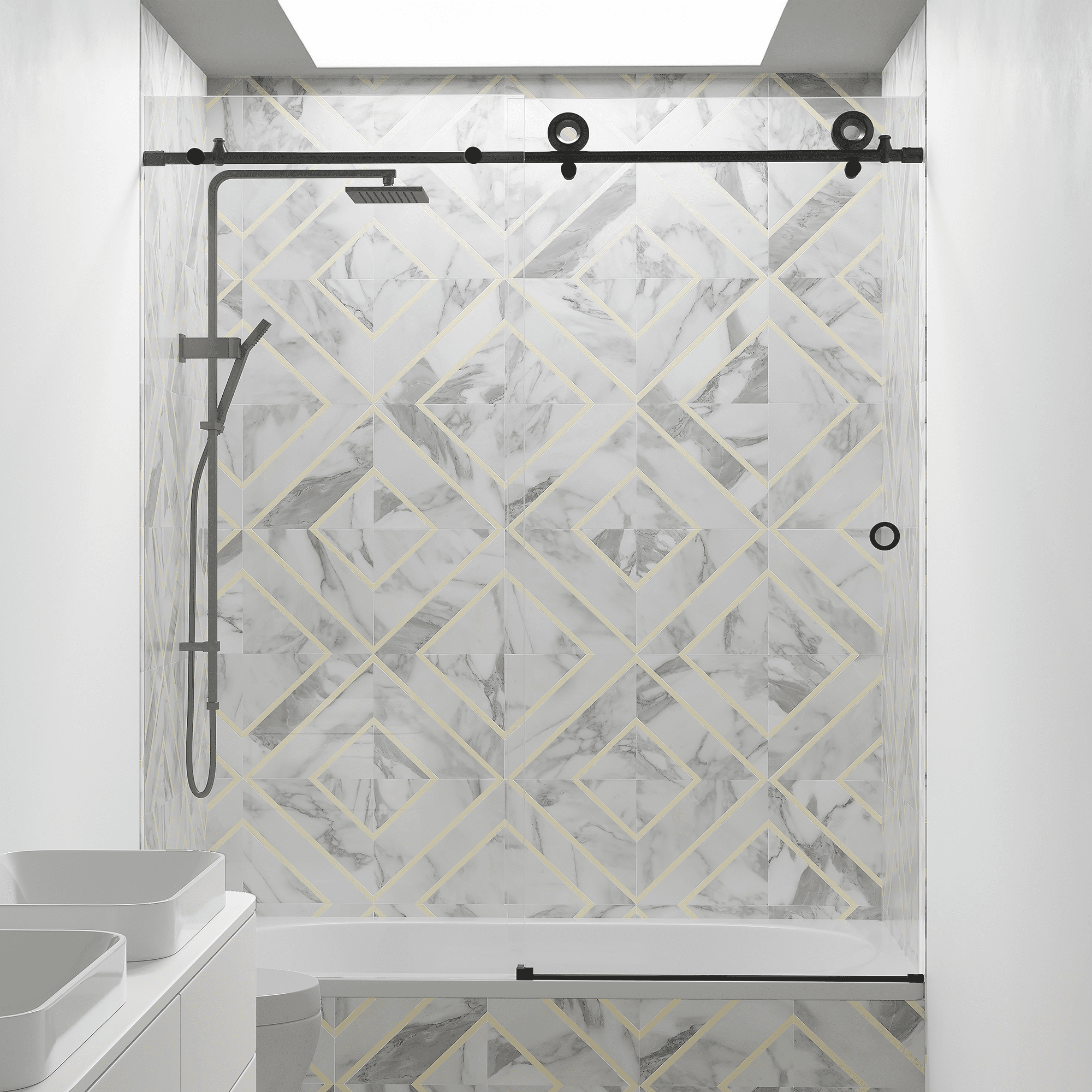 Seawin Hugo 56 - 60 x 62 inches Frameless Sliding Bathtub Door 3/8 in ...