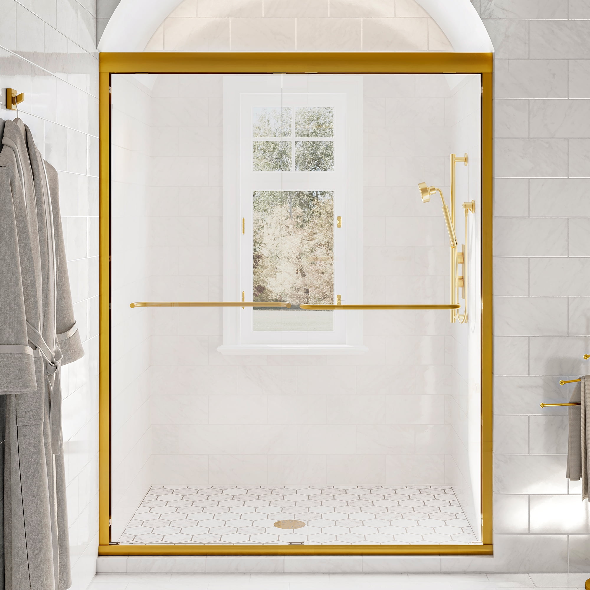 Seawin Strada 44 - 48 x 76 inches Frameless Bypass Sliding Shower Door ...