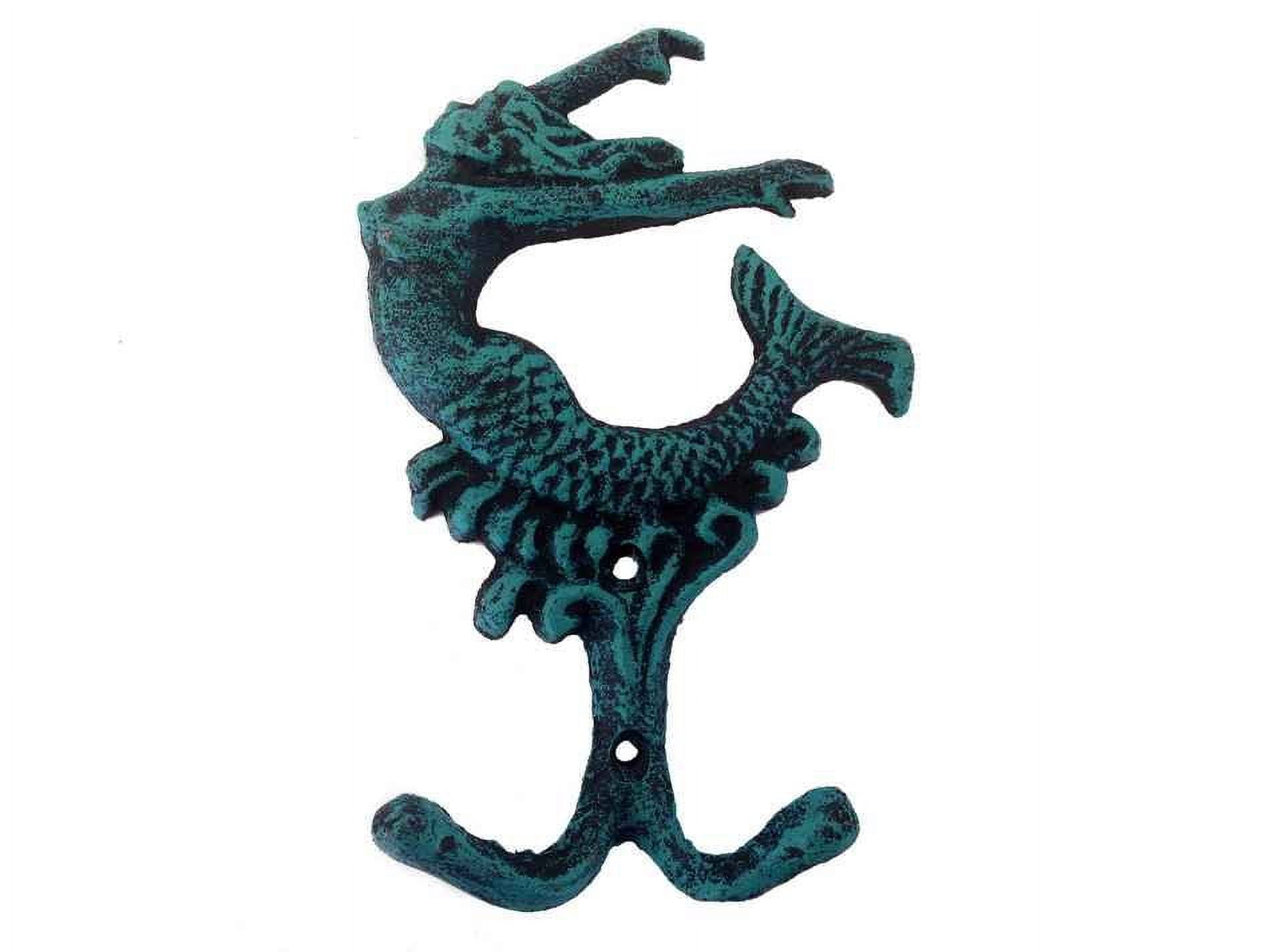 Handcrafted Cast Iron - Seaworn Blue Cast Iron Mermaid Key Hook 6 ...