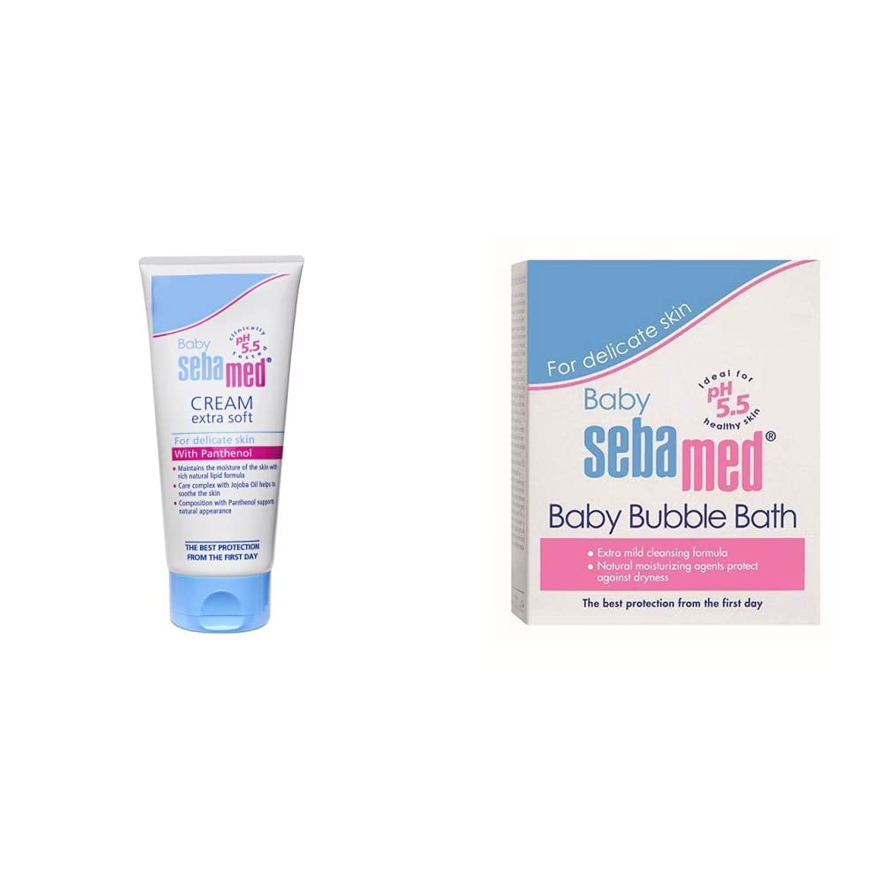 SebaMed Baby Cream, Extra Soft, 200ml & Baby Bubble Bath, 200ml ...