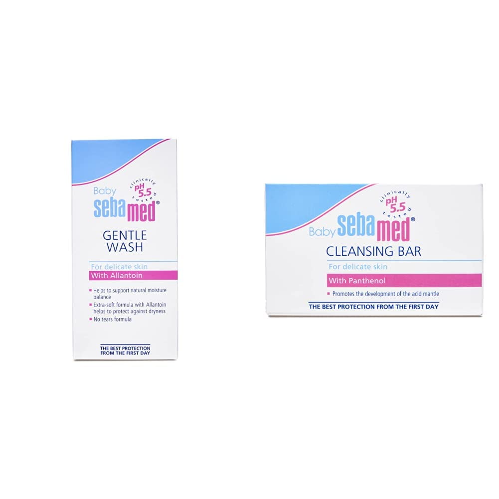 SebaMed Baby Wash Extra Soft, 200ml & SebaMed Baby Cleansing Bar - 100 ...