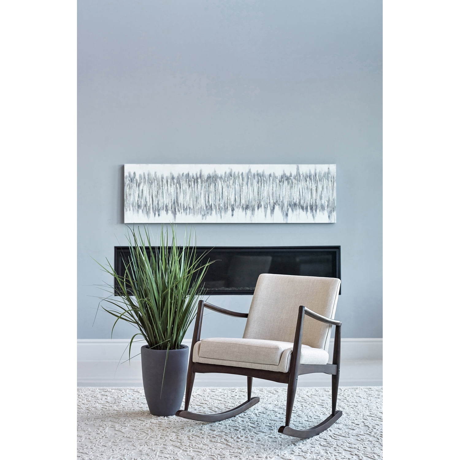 Sebastian Solid Back Upholstered Rocking Chair Beige and Walnut ...