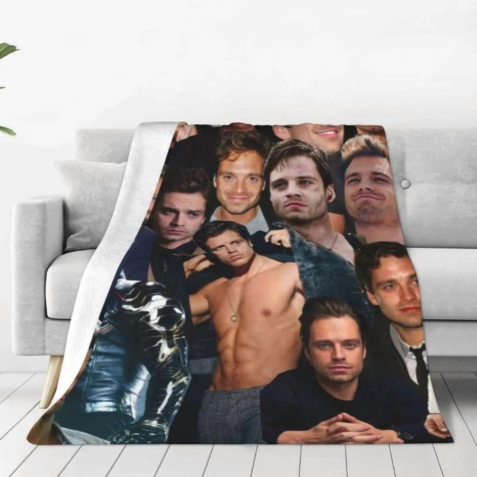 Sebastian Stan Blanket Bucky Barnes Actor Photo Throw Flannel Polyester ...