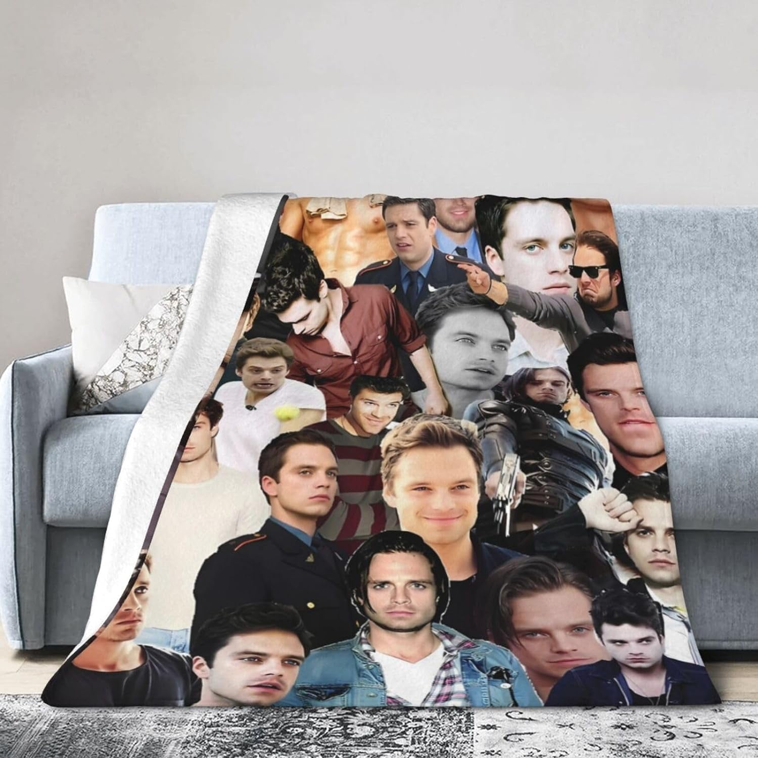 Sebastian Stan Fashion Personality Blanket Winter Super Soft Quilt Bed ...