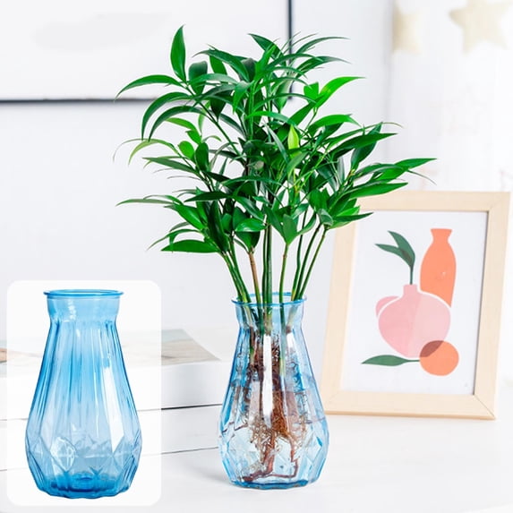 Secfreeship Diamond Cut Transparent Hydroponic Vase, Glass-Look ...