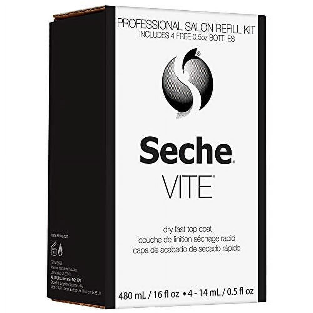 Seche Vite Dry Fast Top Coat 16oz Refill Kit, 16 oz Refill & 4 x 0.50 ...
